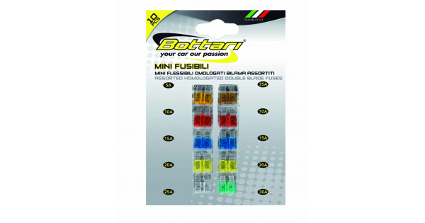 CARD OF 10 ASSORTED DOUBLE BLADE MINI FUSES